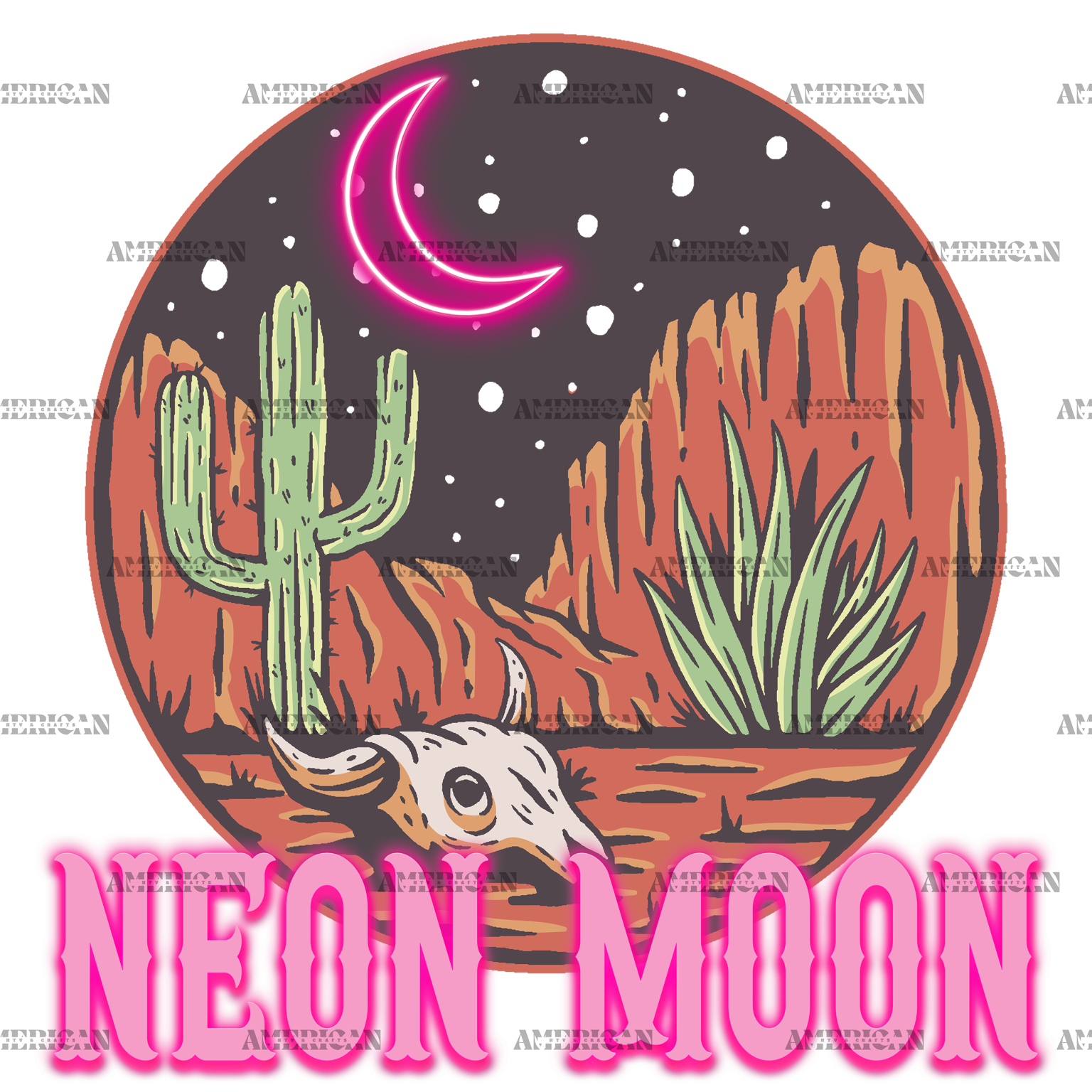Neon Moon DTF Transfer - American HTV Crafts Arlington
